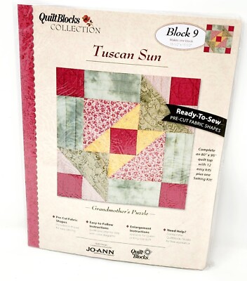 Joann Fabrics Quilt Blocks Collection TUSCAN SUN Block # 9 Kit Pre-cut ...