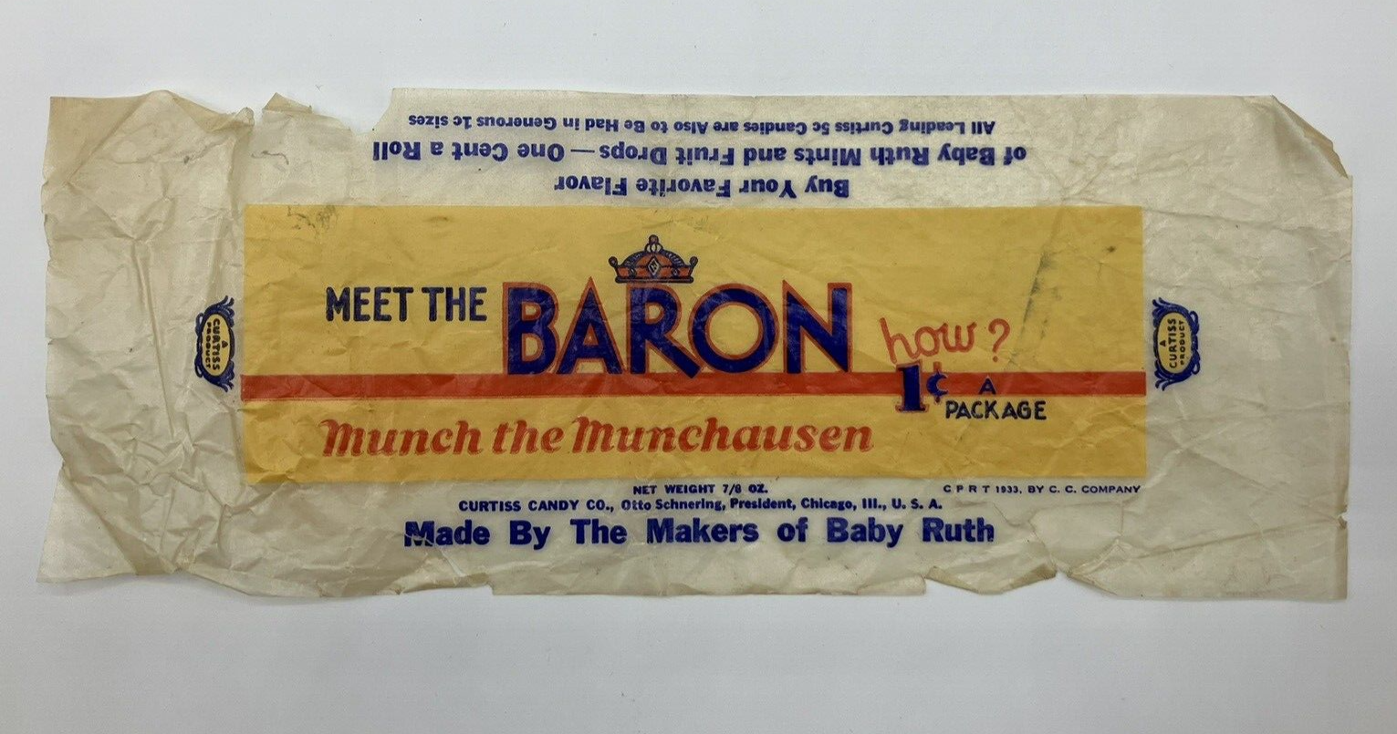 Vintage RARE Meet The Baron Munch the Munchausen "One Cent" Wrapper ...