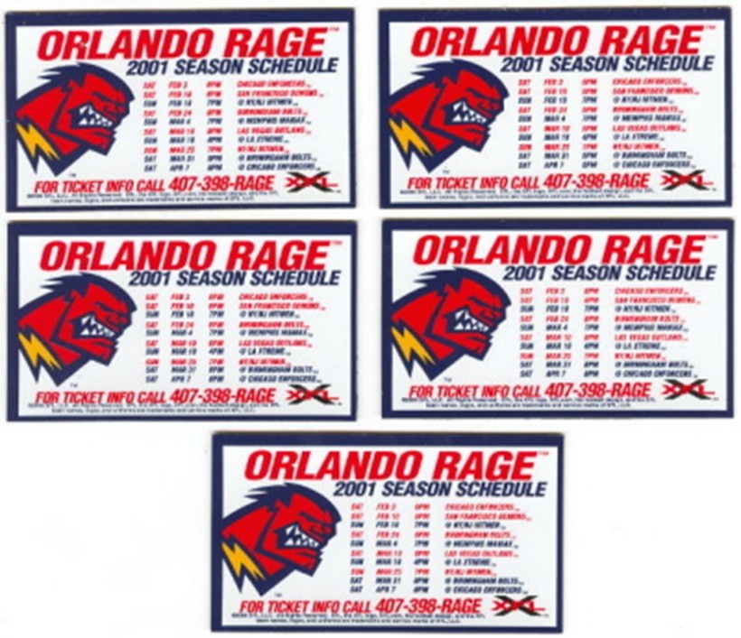 20 XFL Schedules & 5 XFL Orlando Rage Magnet Schedules | eBay