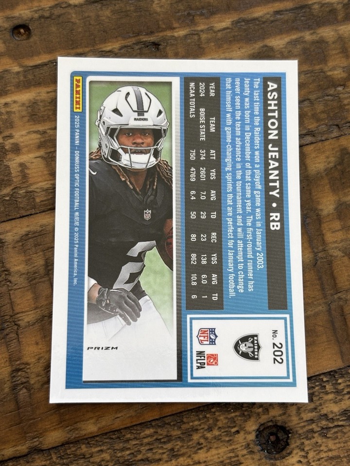 Ashton Jeanty 2025 Panini Donruss Optic Rated Rookie Fire Emoji #202 RC ...