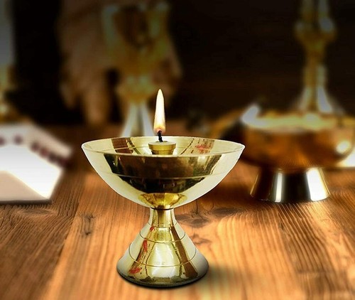 Puja Aarti Diya Religious Brass Hindu Diwali Temple Deepak Light Oil ...