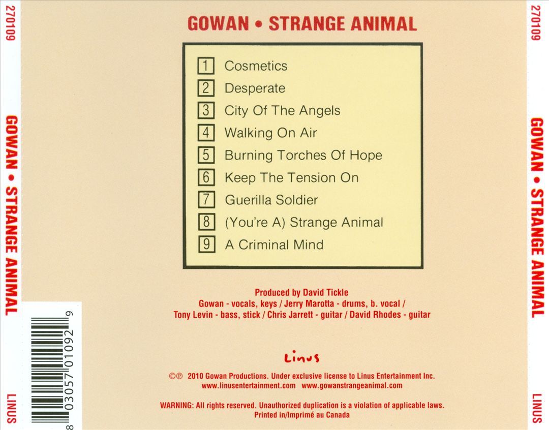 GOWAN - STRANGE ANIMAL NEW CD 803057010929| eBay