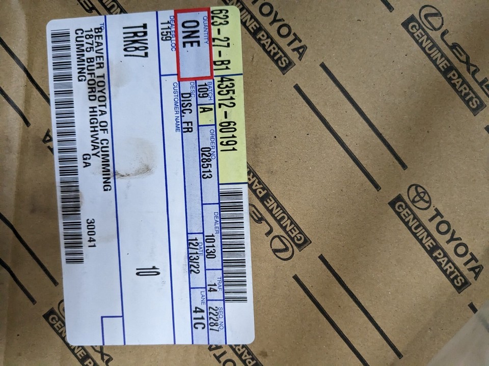 Used Genuine Lexus Toyota OEM Front Rotors 4351260191 43512-60191, Used ...