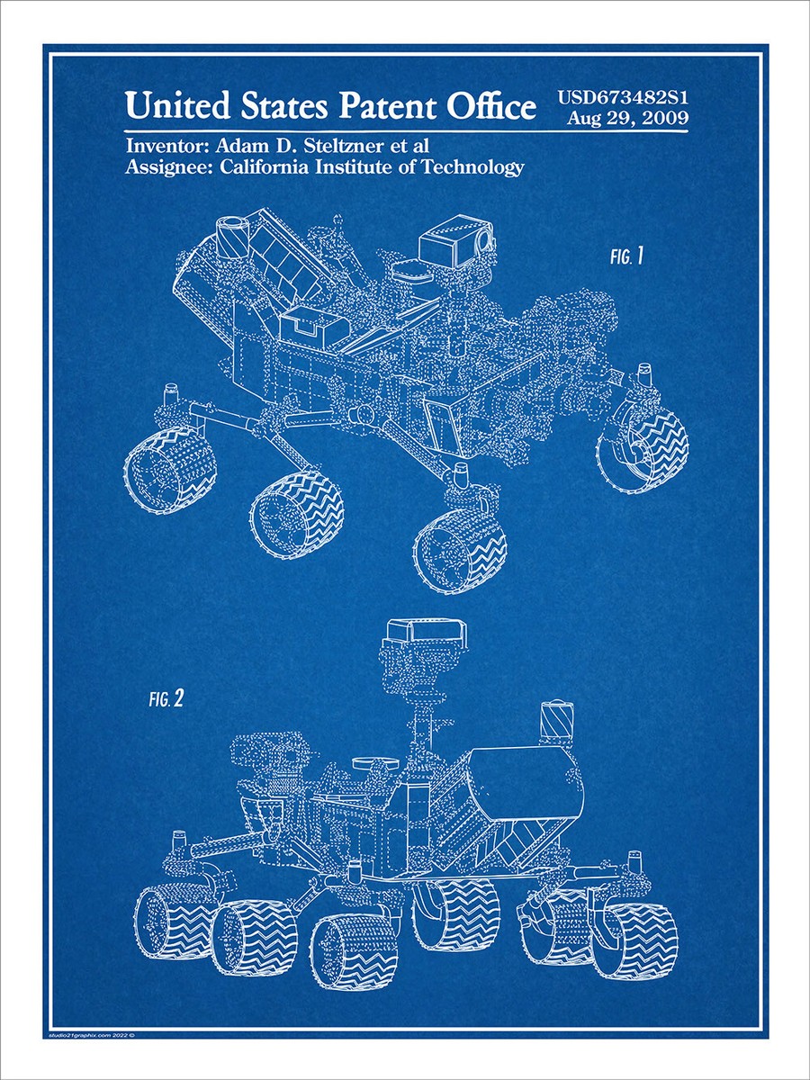 Mars Curiosity Rover Technical Drawing