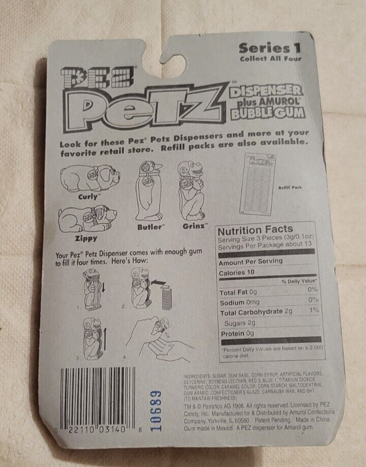 Vintage New 1998 Pez Petz Series 1 Butler the Penguin NIP w/ Bubblegum ...