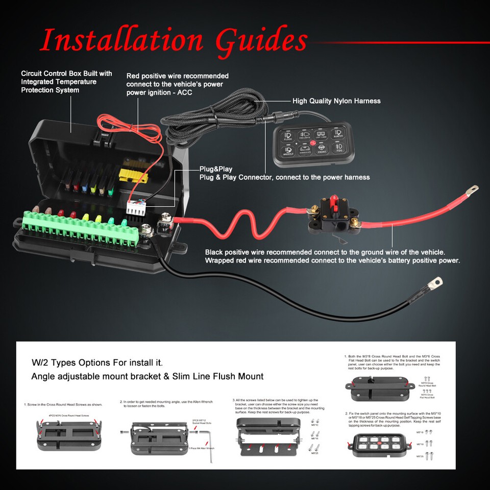 RGB 8 Gang Switch Panel Wireless LED Light Bar Relay System Marine Boat ...