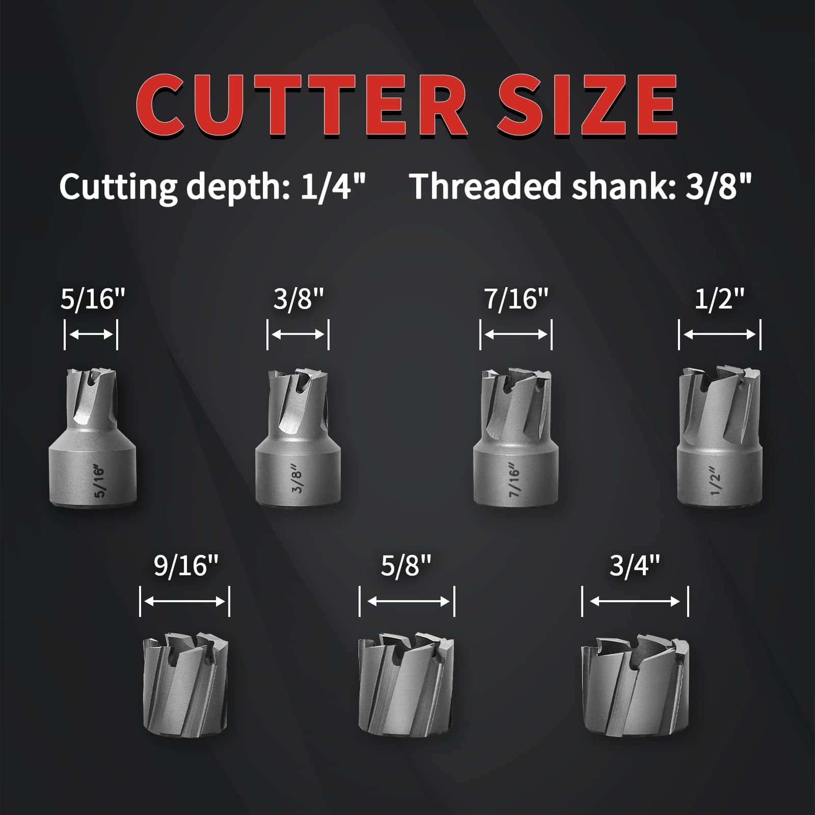 S&F STEAD & FAST Spot Weld Cutter Kit, 7 Cutters, 3/8 Shank, Depth of ...