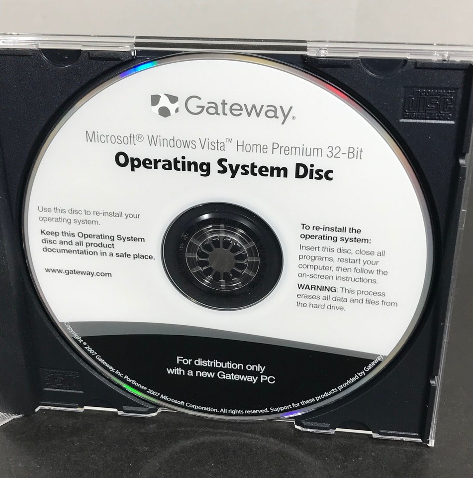 Gateway WINDOWS VISTA Home Premium OPERATING SYSTEM Recovery Disc ...
