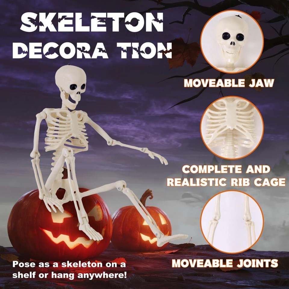 16" Skeletons Halloween Decorations – 5PCS Posable Full Body Skeletons with M... | eBay