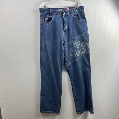 Vintage Mecca Jeans Mens 34 Wide Leg Baggy Hip Hop Y2K Skater Pants ...
