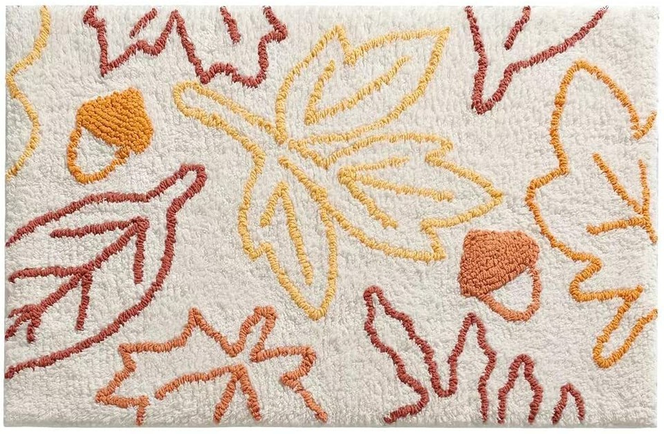 Autumn Fall Season Plush Cotton Rug Pumpkin Harvest Floor Mats Bath ...