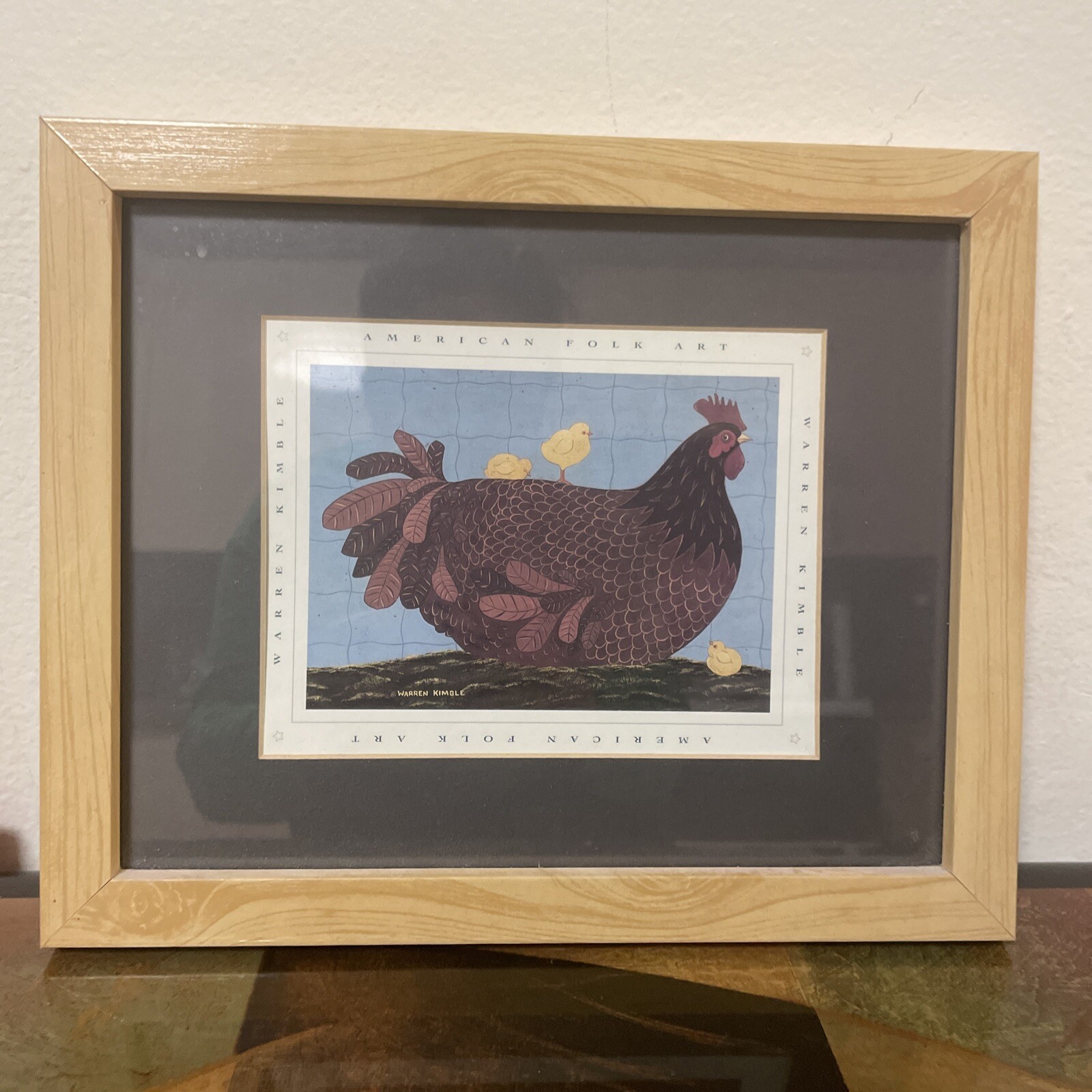 Warren Kimble American Folk Art Brown Hen with Chicks | eBay