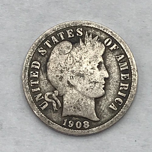 1908 Barber Silver Dime Coin VG Very Good | eBay