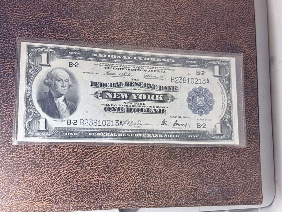1918 $1 LARGE Size BEAUTIFUL New York, Hi Grade, Federal Reserve Bank ...