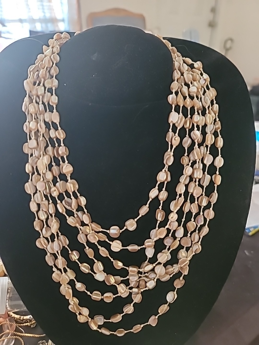 Vintage Five Strand Mother of Pearl Necklace - Gem