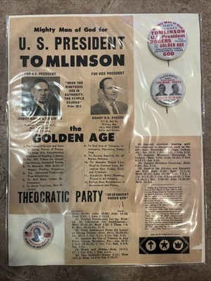 1968 Homer Tomlinson Theocratic Third Party Campaign Political Button ...