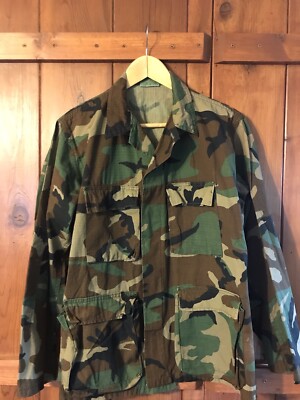 Mens US ARMY Camoflauge Button Front Long Slv Battle FatigueCoat Size ...