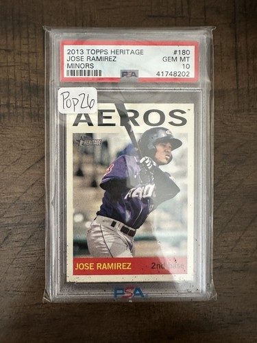 2013 Topps Heritage Minor League Edition Jose Ramirez Rookie #180 PSA ...