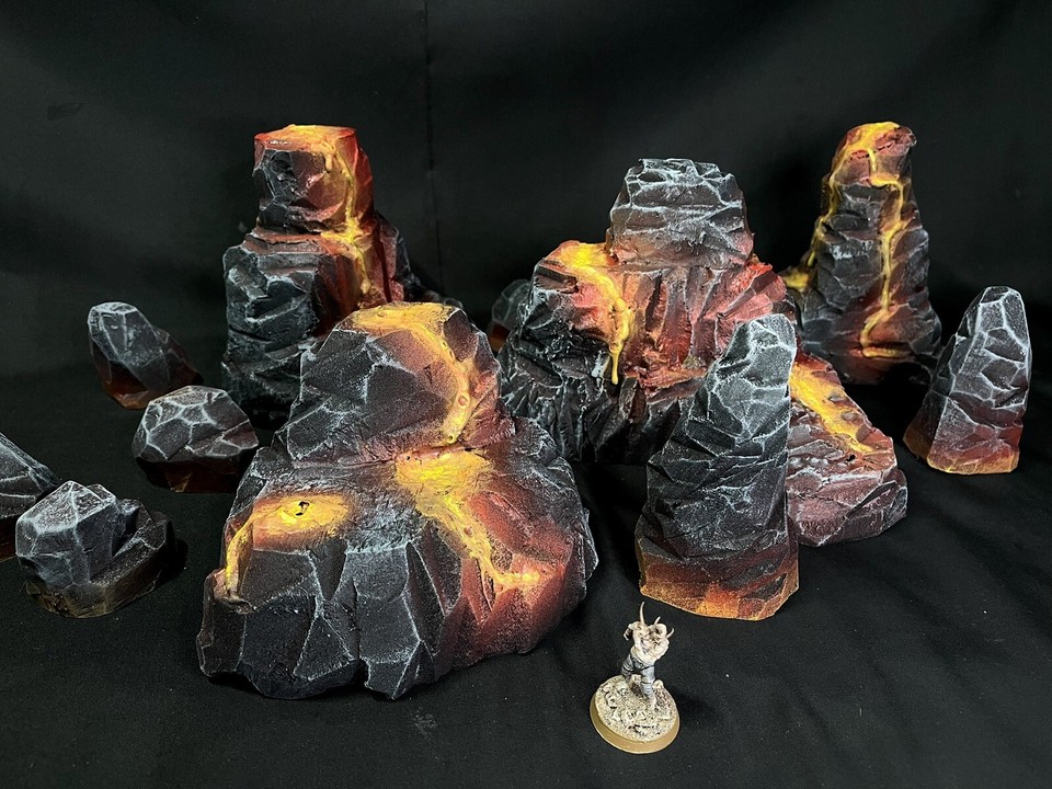 fully painted lava volcanic terrain set wargaming Compatible With ...