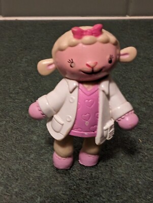 Disney Jr Doc Mcstuffins Lambie Lab Coat Pink Bow PVC Just Play 2.5 In ...