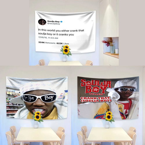 Soulja Boy Tweet Rapper Flag Tapestry Poster Wall Hang Banner + Brass ...