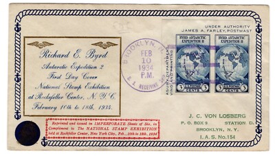 #735a Byrd Antarctic Expedition 1934 FDC - #22 1st Von Losberg U/O Navy ...