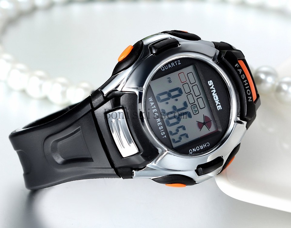 LED Digital Alarm Day Student Kids Wrist Watch Waterproof Children's ...