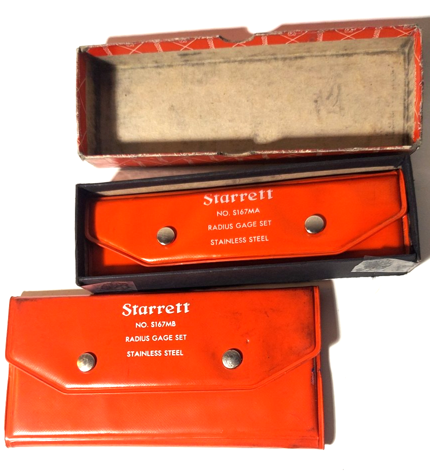 Starrett no. S167Mb & S167MAHZ Radius gage sets w/Holder in case, nice ...