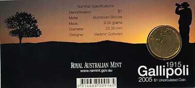 2005 Australia Gallipoli - G Mintmark Variety $1 War Memorial Mobile ...