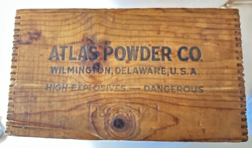 Atlas Powder Co Crate 1950 Gelodyn Dynamite Box Wilmington DE High ...