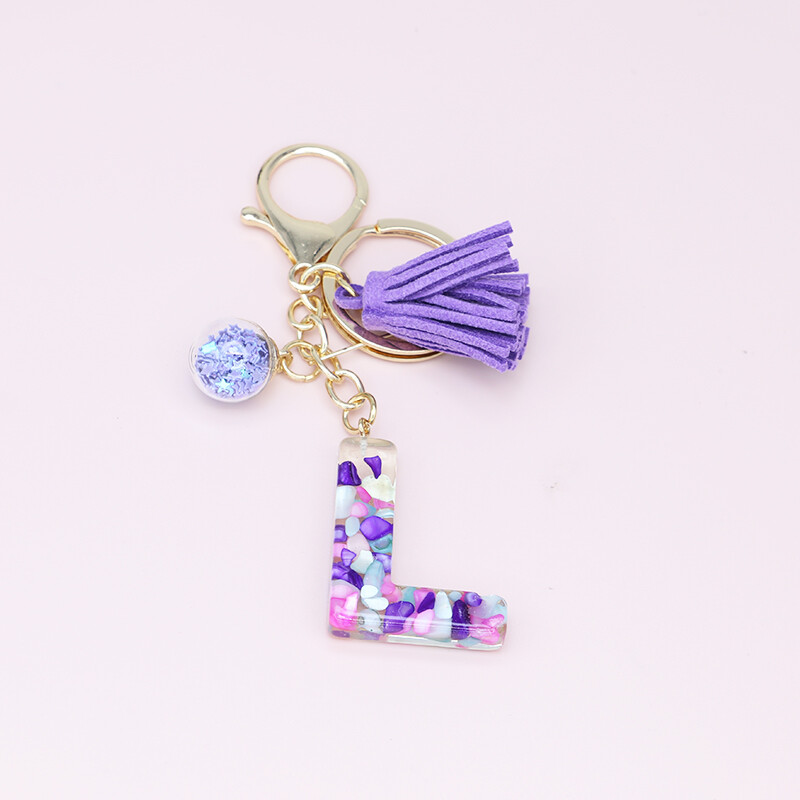 Women Alphabet Keyring Letter A-Z Key Chian with Tassel Key Chain Bag ...