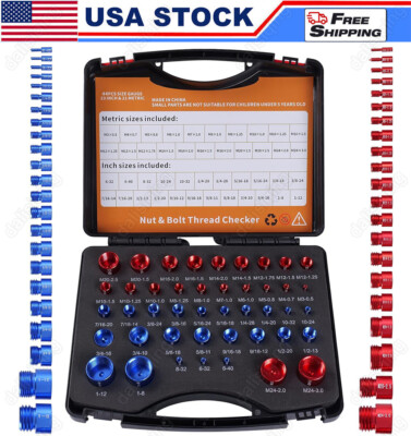 Nut and Bolt Thread Checker 44PCS Thread Gauge Set Screw Gauge ...