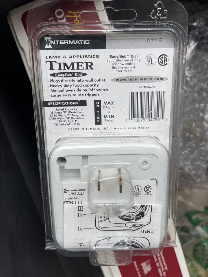 INTERMATIC Lamp/Applianc 24 Hr Timer Model# TN111C-UPC 078275047501 | eBay