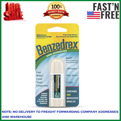 Benzedrex Nasal Decongestant Inhaler, 1 Count (Pack of 1) | eBay