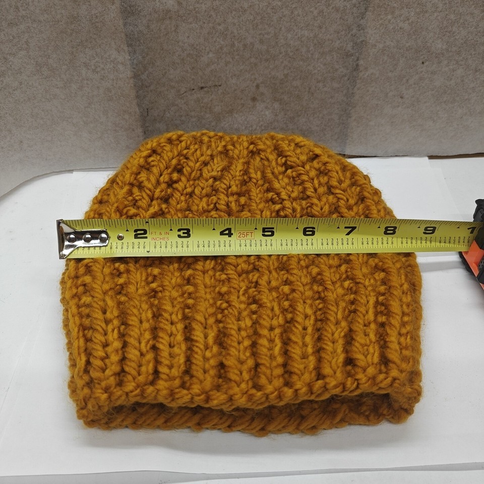 Yellow Butterscotch Hand Knit Skull Cap Hat Beanie Chunky Adult Medium ...