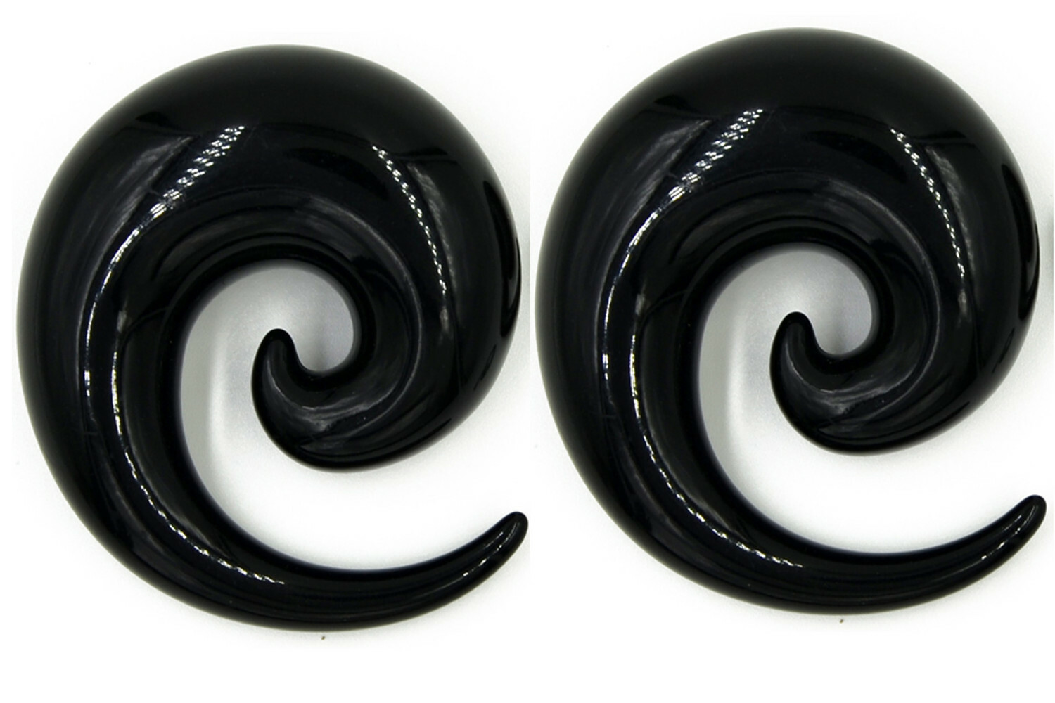 Pair Black Spirals Ear Plug Crescent Tapers Pinchers Horseshoes Gauges ...