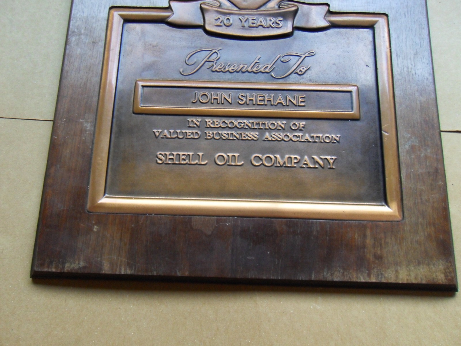RARE 1950s VINTAGE “SHELL OIL CO” AWARD of MERIT for 20 Years of VALUED ...