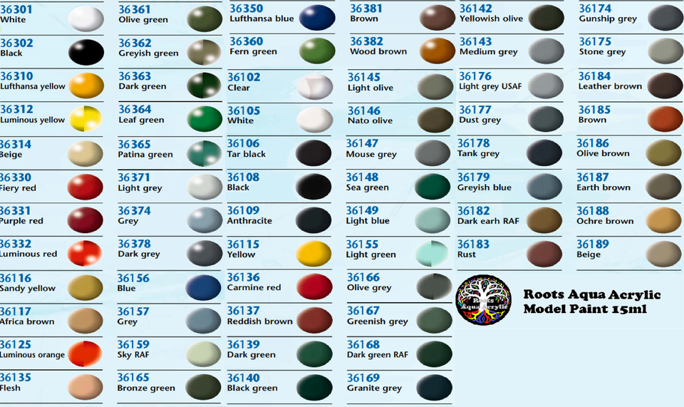 15ml Revell Paint Acrylic Matched Colours Roots Model Paint Acrylic ...
