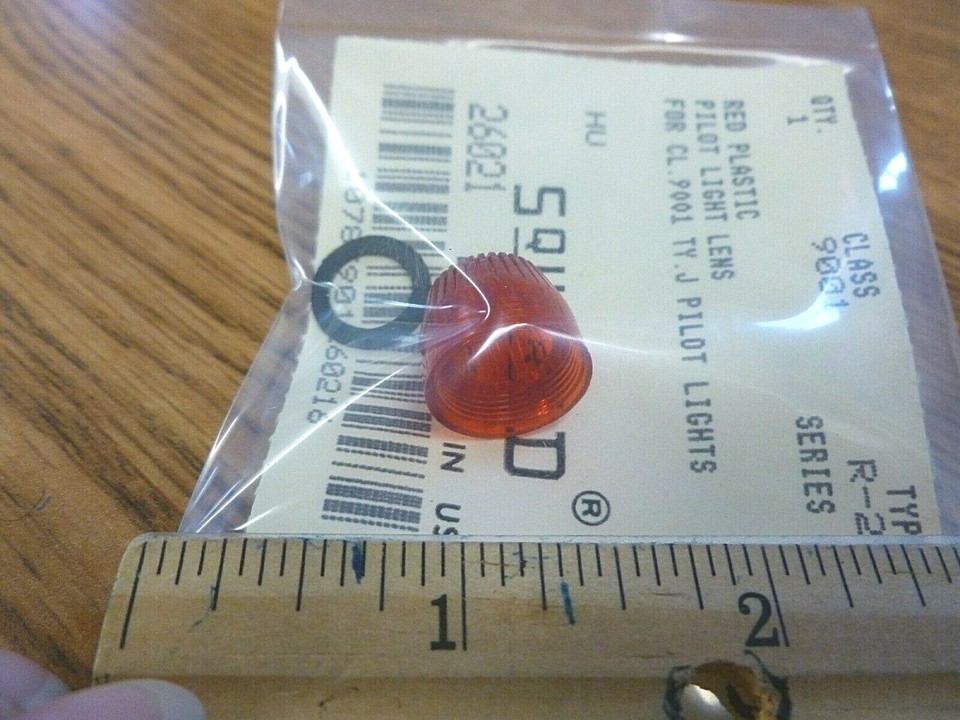 RED PLASTIC PILOT LIGHT LENS for CLASS 9001, TYPE R-29 Series A, SQUARE ...