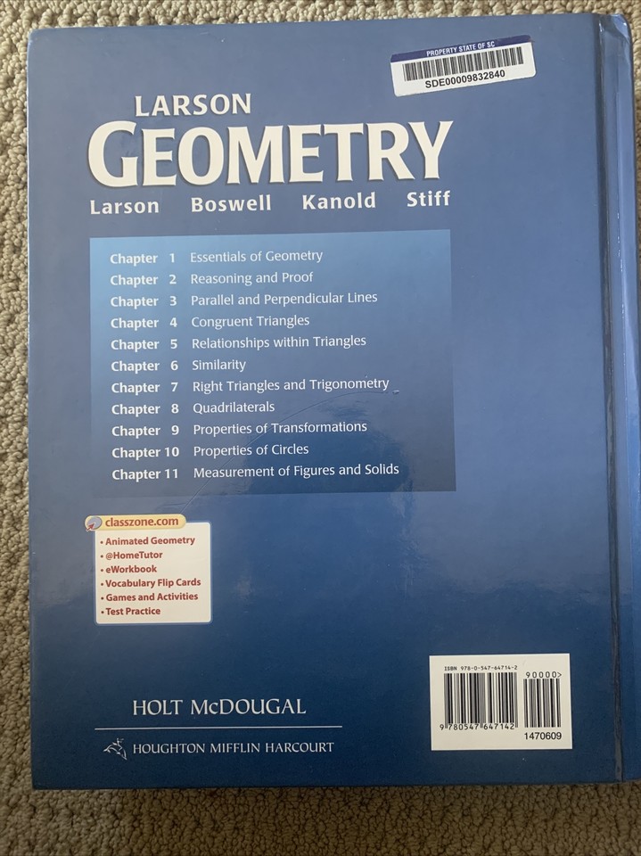 Holt Mcdougal Larson Geometry Ser.: Geometry by HOLT MCDOUGAL (2011 ...