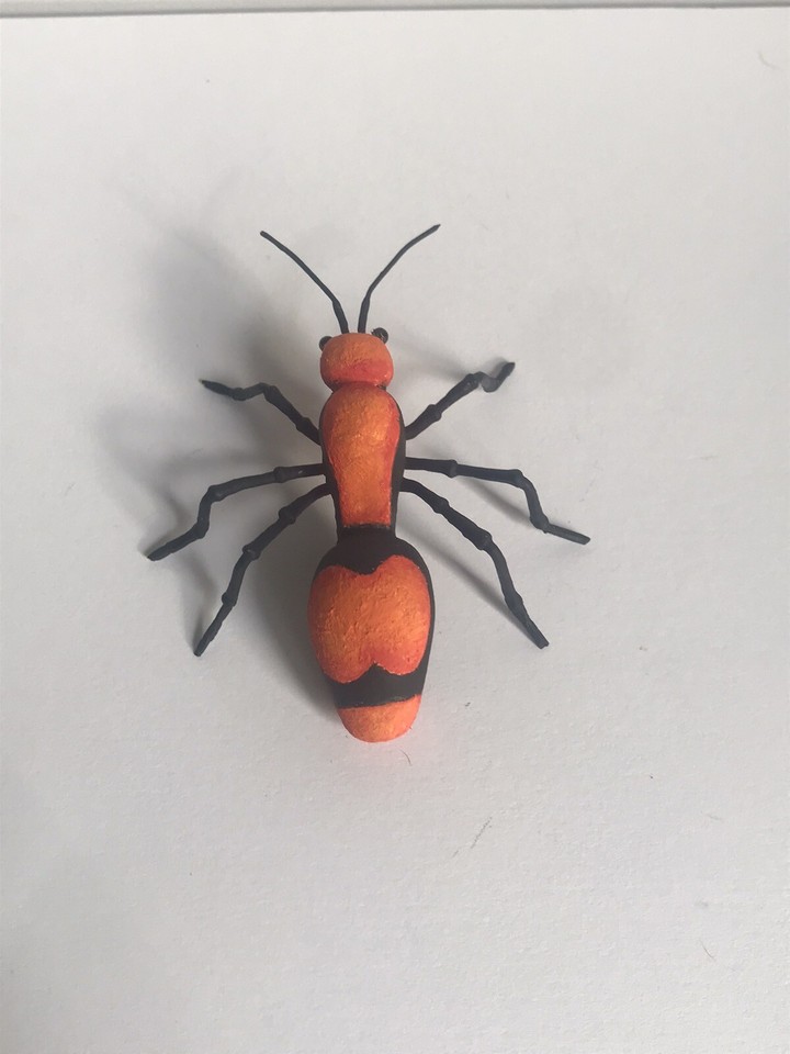Handmade Hand-painted 3" Orange Velvet Ant Cow Killer Insect Figurine ...