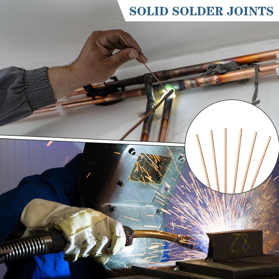 40 Sticks Brazing Rods AWS BCup-5 15% Silver Solder Phos Copper Brazing ...