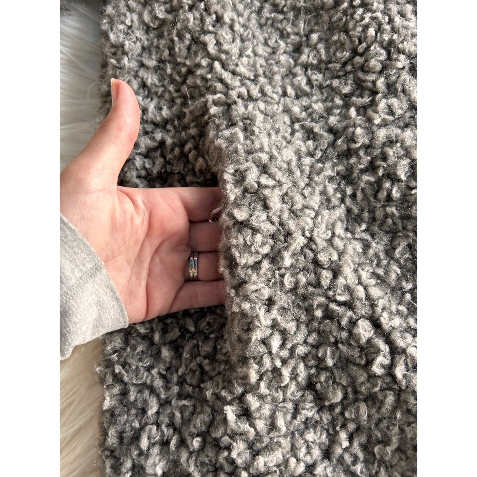 Clements Ribeiro Women's Teddy Knit Wool Jacket Winter Warm Gray Size ...