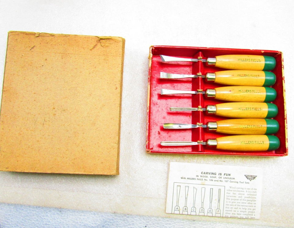 Millers Falls wood carving tool set, No. 106 | eBay