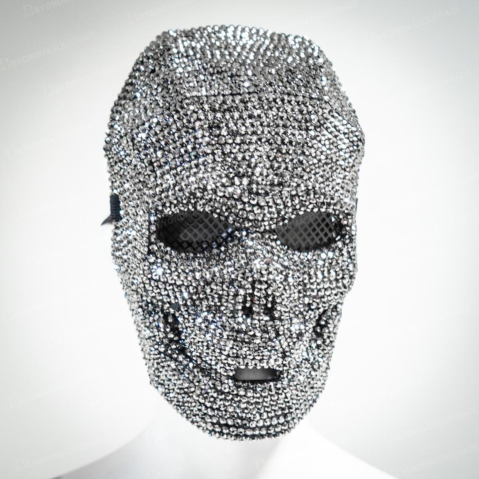 Halloween Mask Skull Rhinestone Face Mask Full Head Mask Skull ...