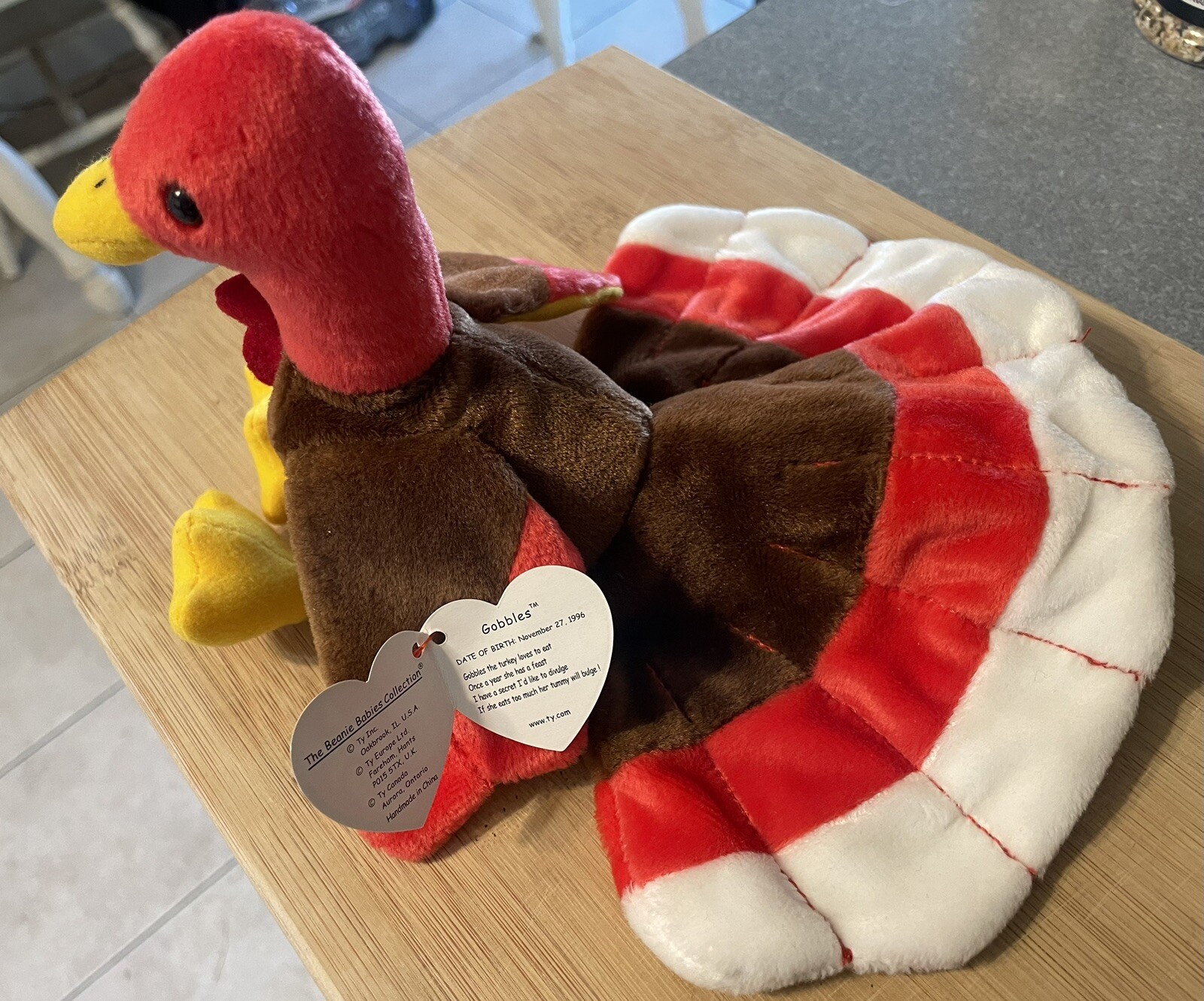 Gobbles Ty Beanie Baby Tag Errors 1996 Turkey Original Retired MINT ...