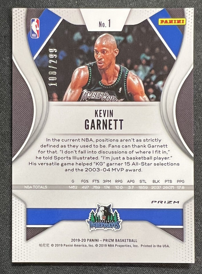 2019 Panini Prizm Red Refractor 108/299 Kevin Garnett #1 [ENN COINS] | eBay