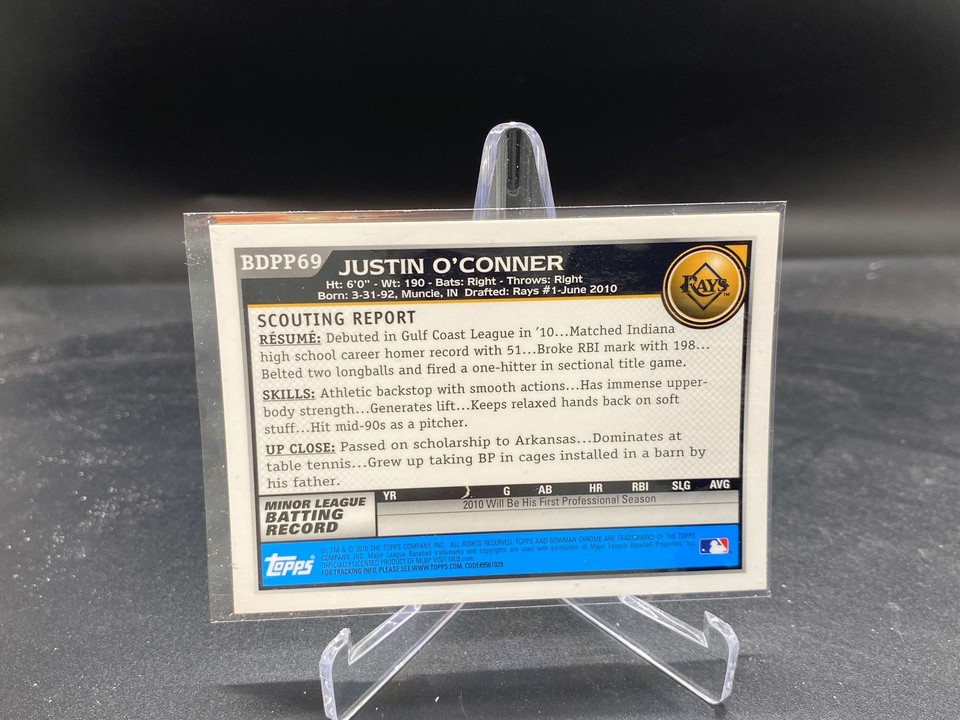 Justin O’Conner 2010 Bowman Draft Chrome Auto BDPP69 Rays 1st | eBay