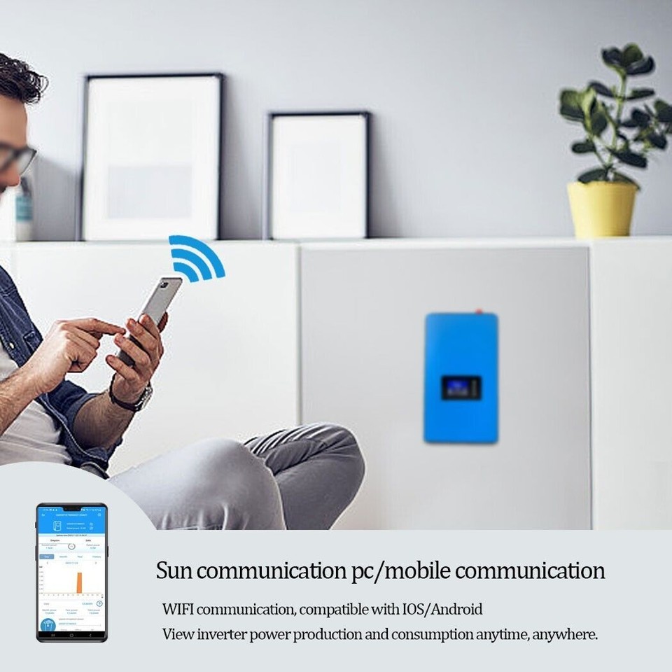 1000W Solar Grid Tie Inverter MPPT Power Limiter Sensor AC110/220V Auto ...