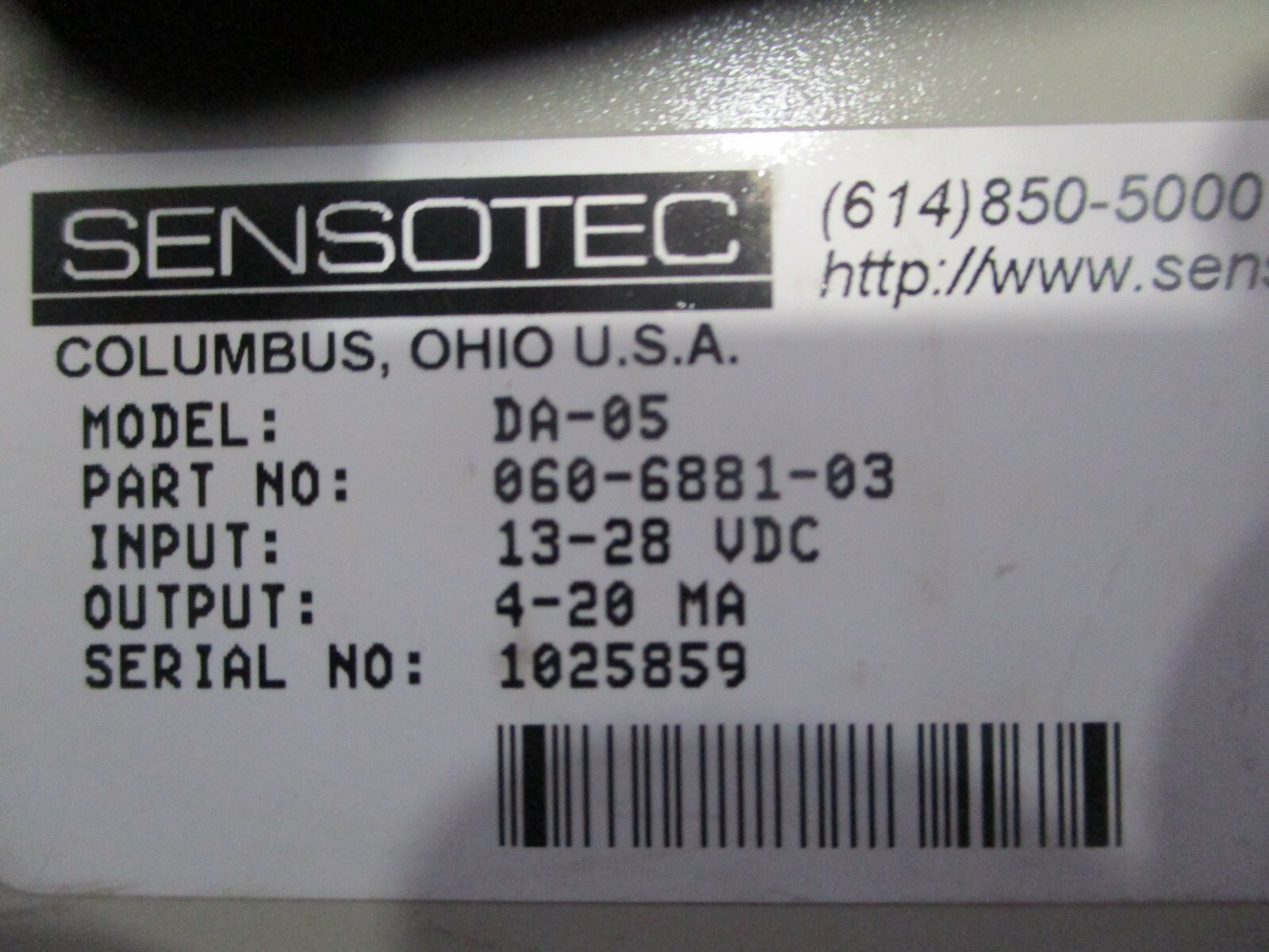 Sensotec Model: DA-05 Transducer Amplifier. PN 060-6879-02 | eBay